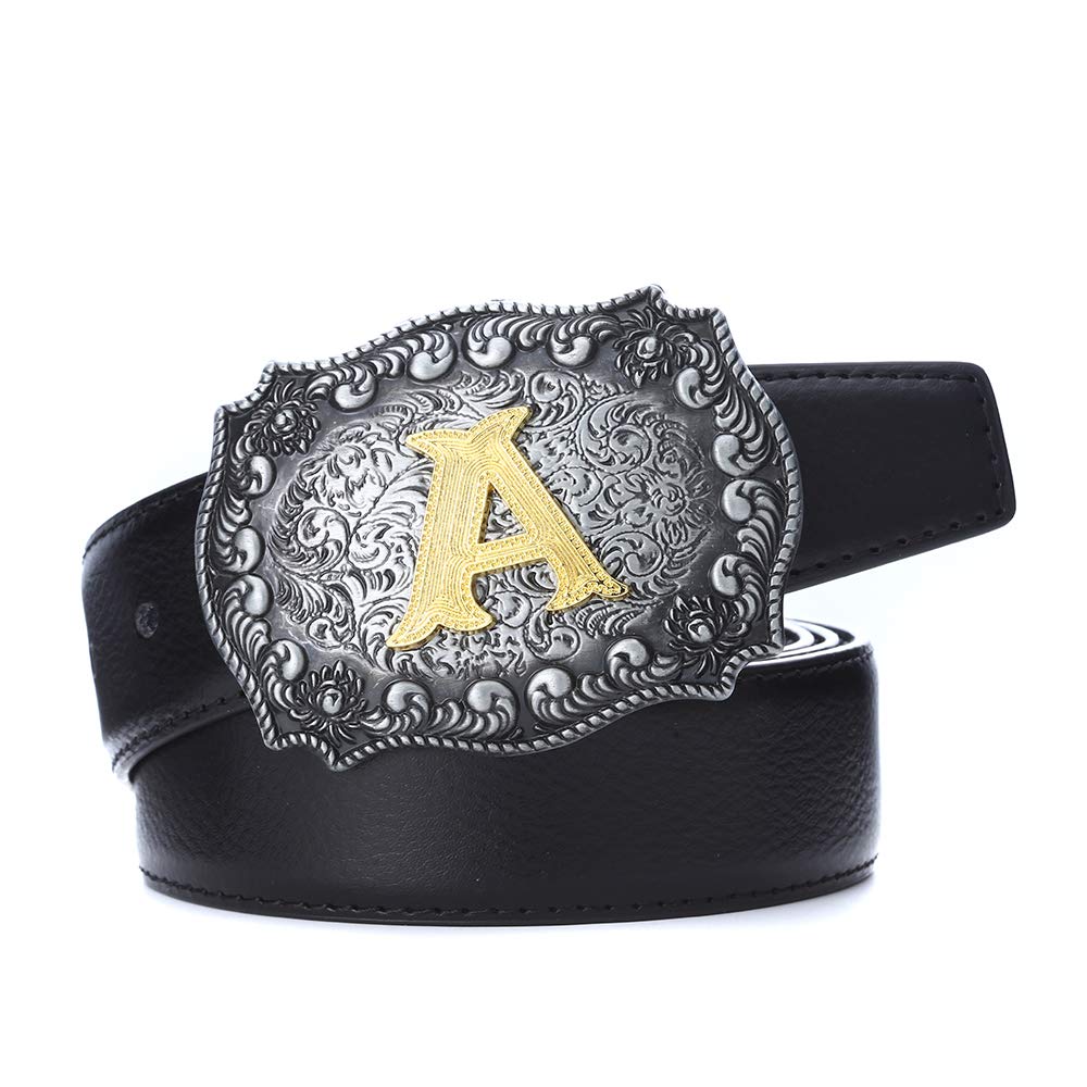 HUABOLA CALYN Belt Buckle Men, Western Cowboy Rodeo Small Alphabet Letter ABCDMRJ to Z Initial Belt Buckles for Women (A)
