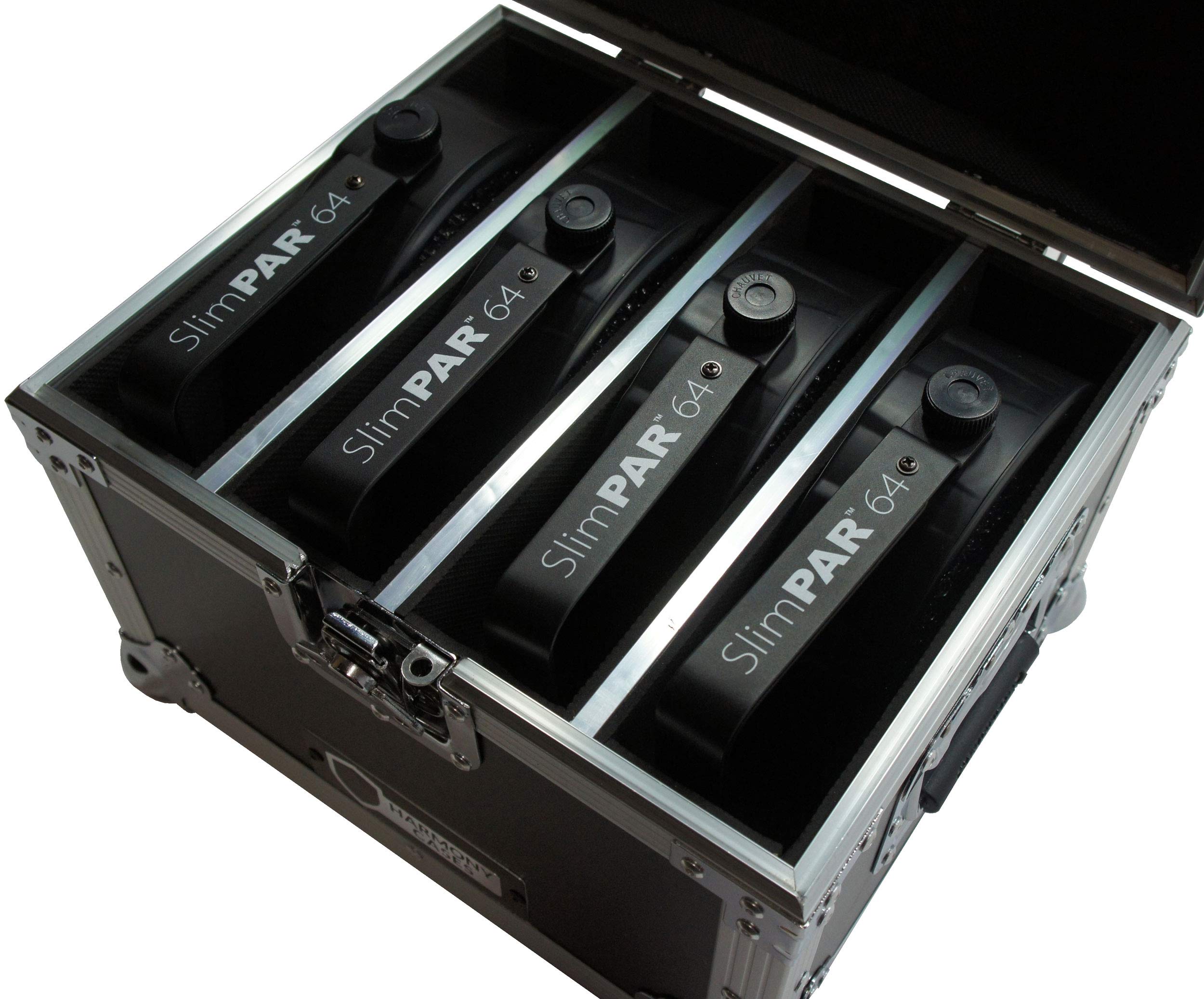 Harmony Audio Cases HC4SLIMPAR64 Light Flight Road Case Compatible with Chauvet SlimPAR 64 x 4