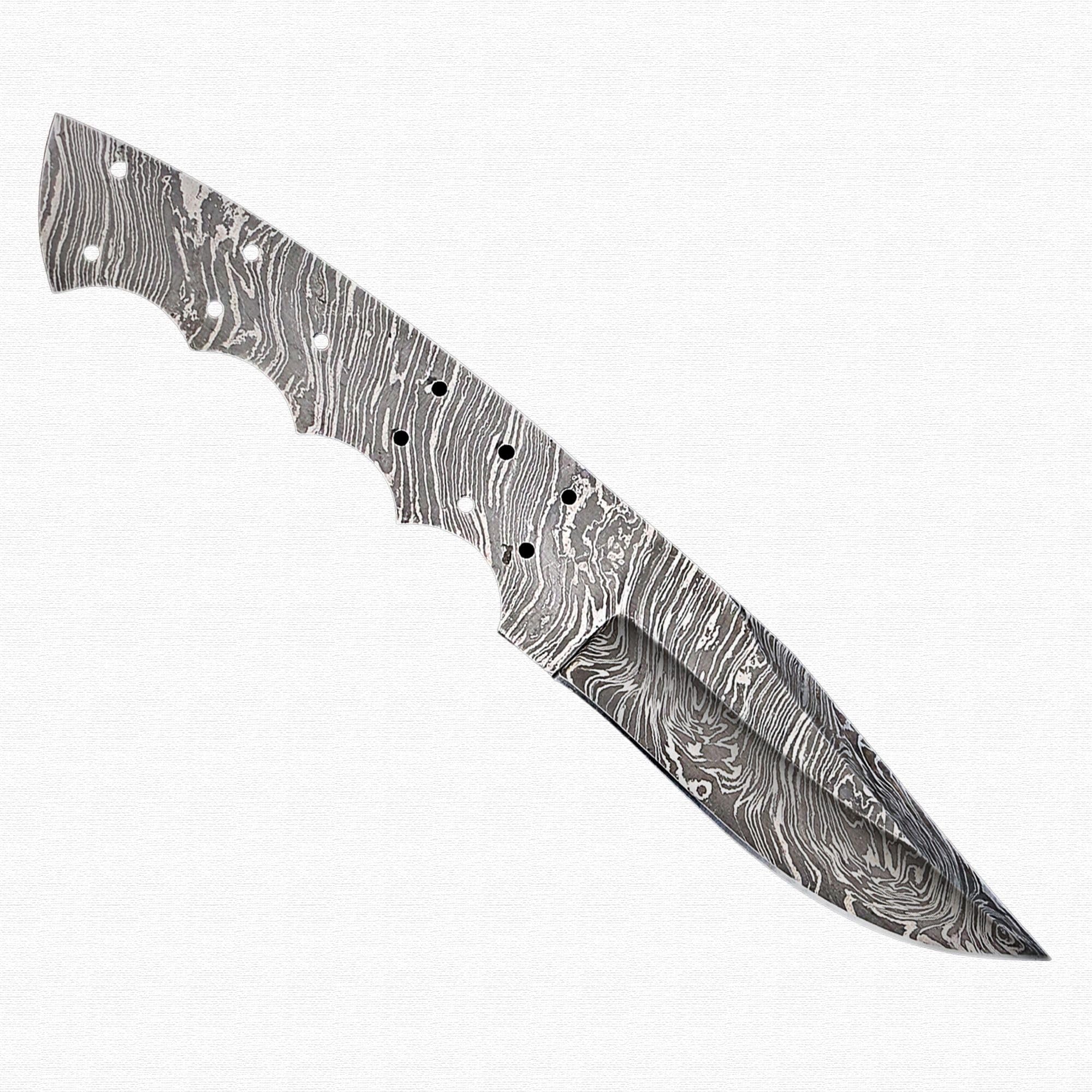 Handmade Forged Damascus Steel Fixed Blade Hunting Knife Blank Blade for Knife Making Full Tang 9 inch