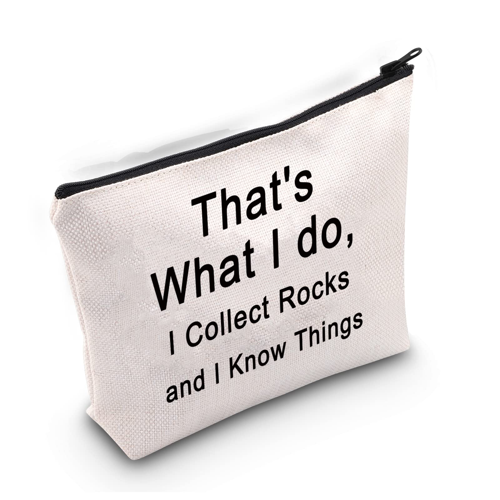 LEVLO Funny Geologist Gifts That's What I Do I Collect Rocks and I Know Things Makeup Bags Geology Rock Collector Bags (I Collect Rocks)