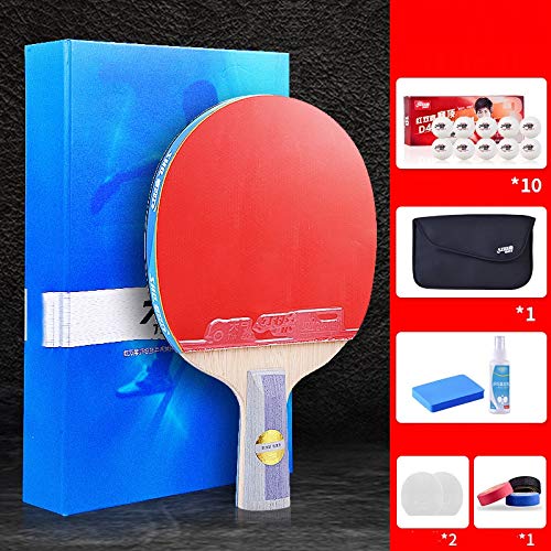 Hewen-Ping Pong Set Professional Grade 8 Star Beginner Portable Ping Pong Sets Ping Pong Bat Pingpong Paddle with 1 Table Tennis Bats Rackets and 10 Balls Table Tennis Bat (Size : Short Handle)