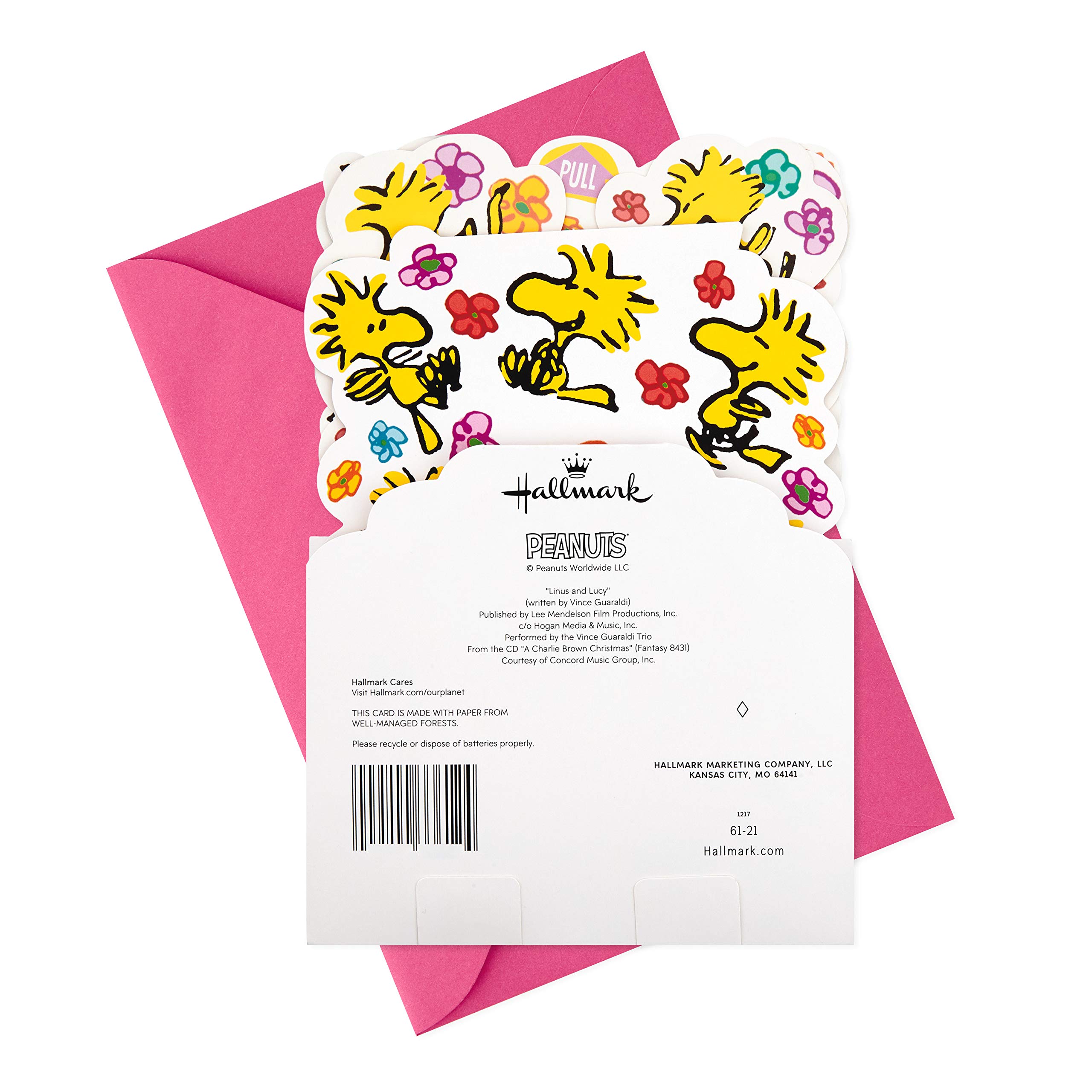 Hallmark Birthday Pop Up Card with Song from Son or Daughter (Peanuts Snoopy and Woodstock Pop Up, Plays Linus and Lucy by Vince Guaraldi)