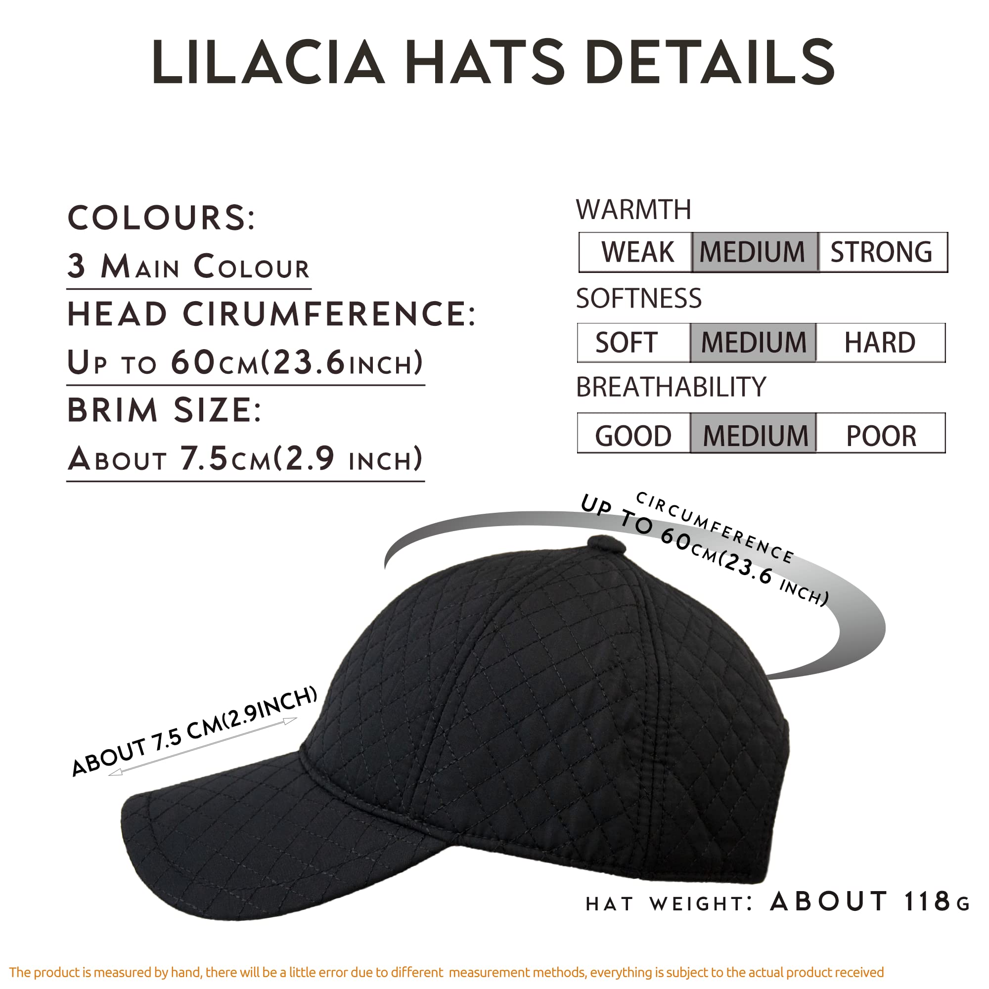 Lilacia Men's Baseball Cap Warm Hat Adjustable Trucker Cap for Outdoor Sports Golf (Gray)