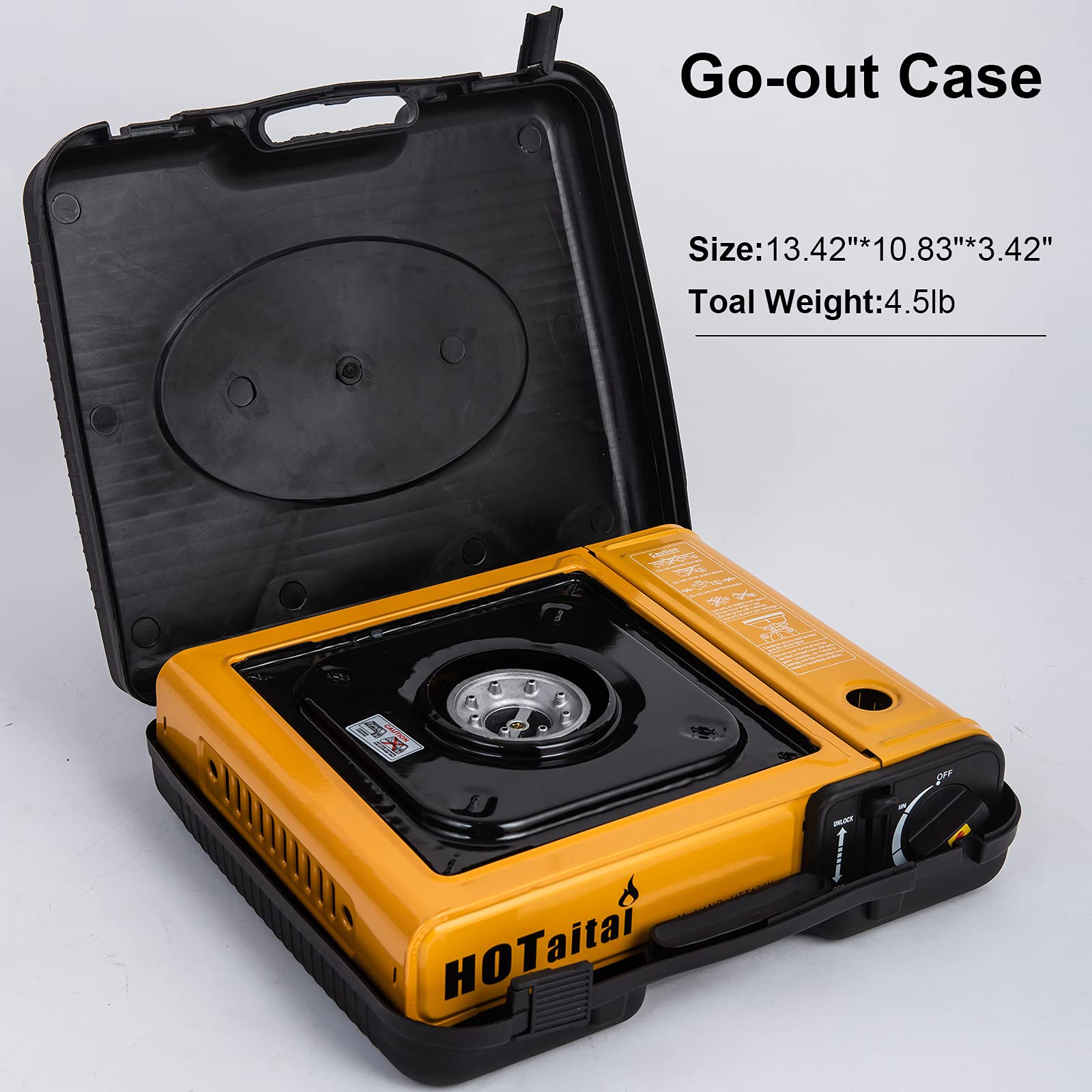 HOTaitai Portable Butane Stove with Wind Guard and Carrying Case, Single Burner Gas Stove Sutiable for Camping Emergency Preparedness