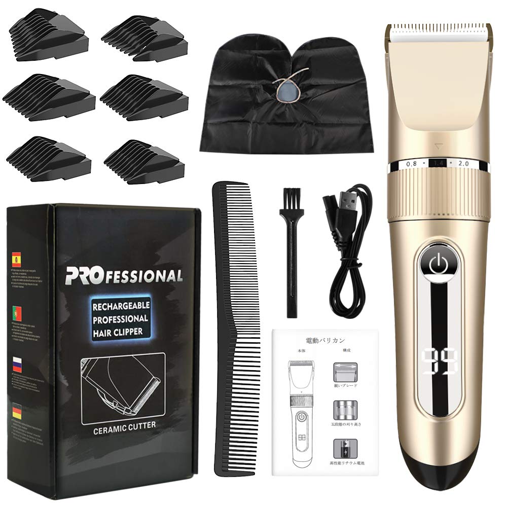 Hair Clippers for Men, DIOZO Professional Hair Trimmer Set Cordless Rechargeable Led Display Five Speed Adjustment Electric Hair Clippers with 6 Guide Combs