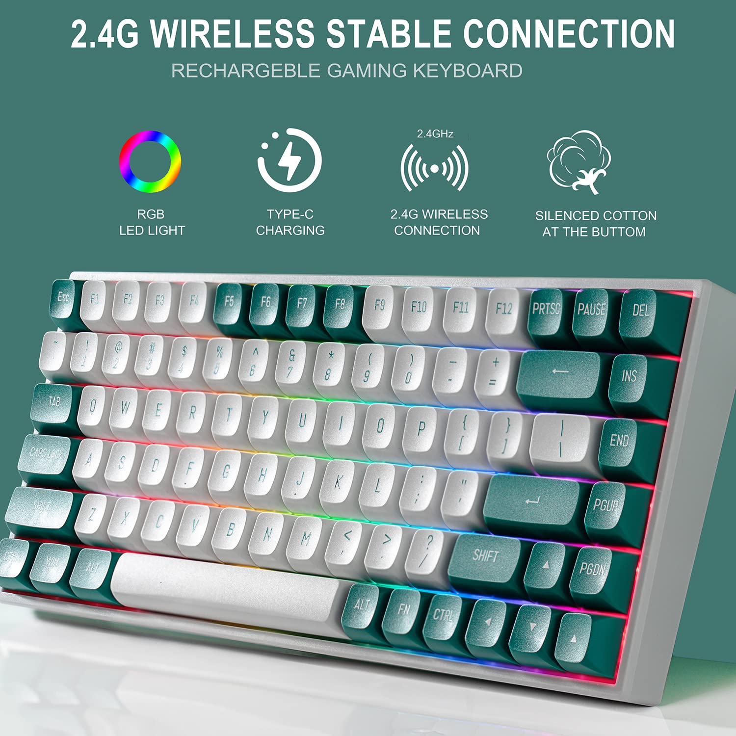 ONE METER 75% Wireless Mechanical Keyboard, Hot Swappable Mechanical Gaming Keyboard with Gateron Magnetic Jade Switches and PBT Keycaps RGB LED Backlit