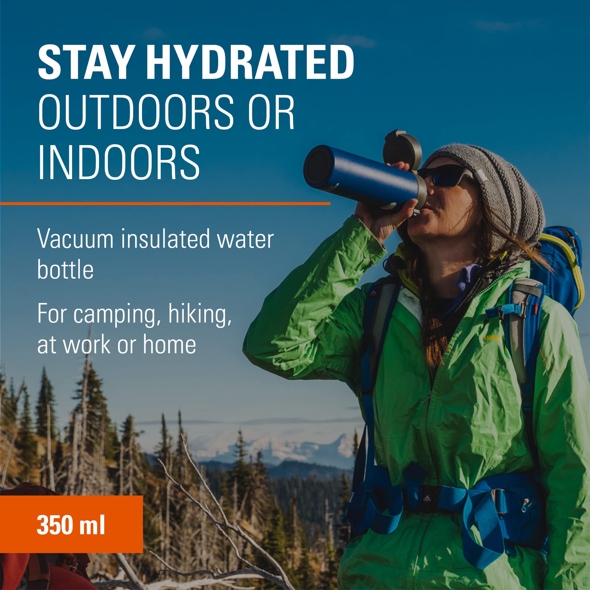 GSI Outdoors, Microlite Water Bottle, Vacuum-Insulated Stainless Steel, for Camping, True Blue, 24 Fluid Ounces