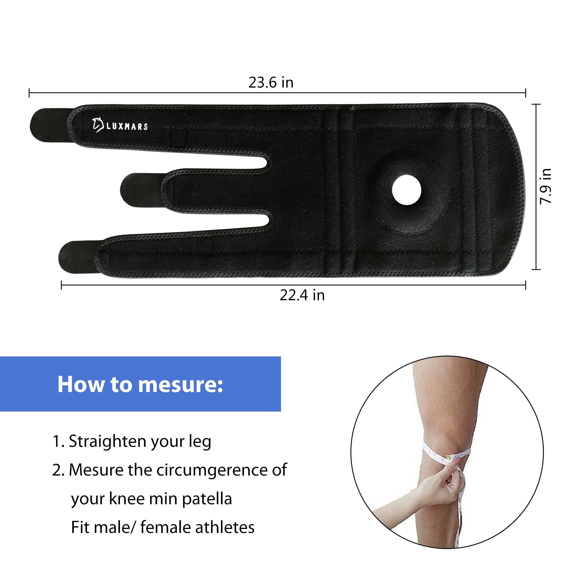LUXMARS Knee Brace, Knee Support for Knee Pain Meniscus Tear ACL MCL Adjustable Knee Support for Men and Women Black