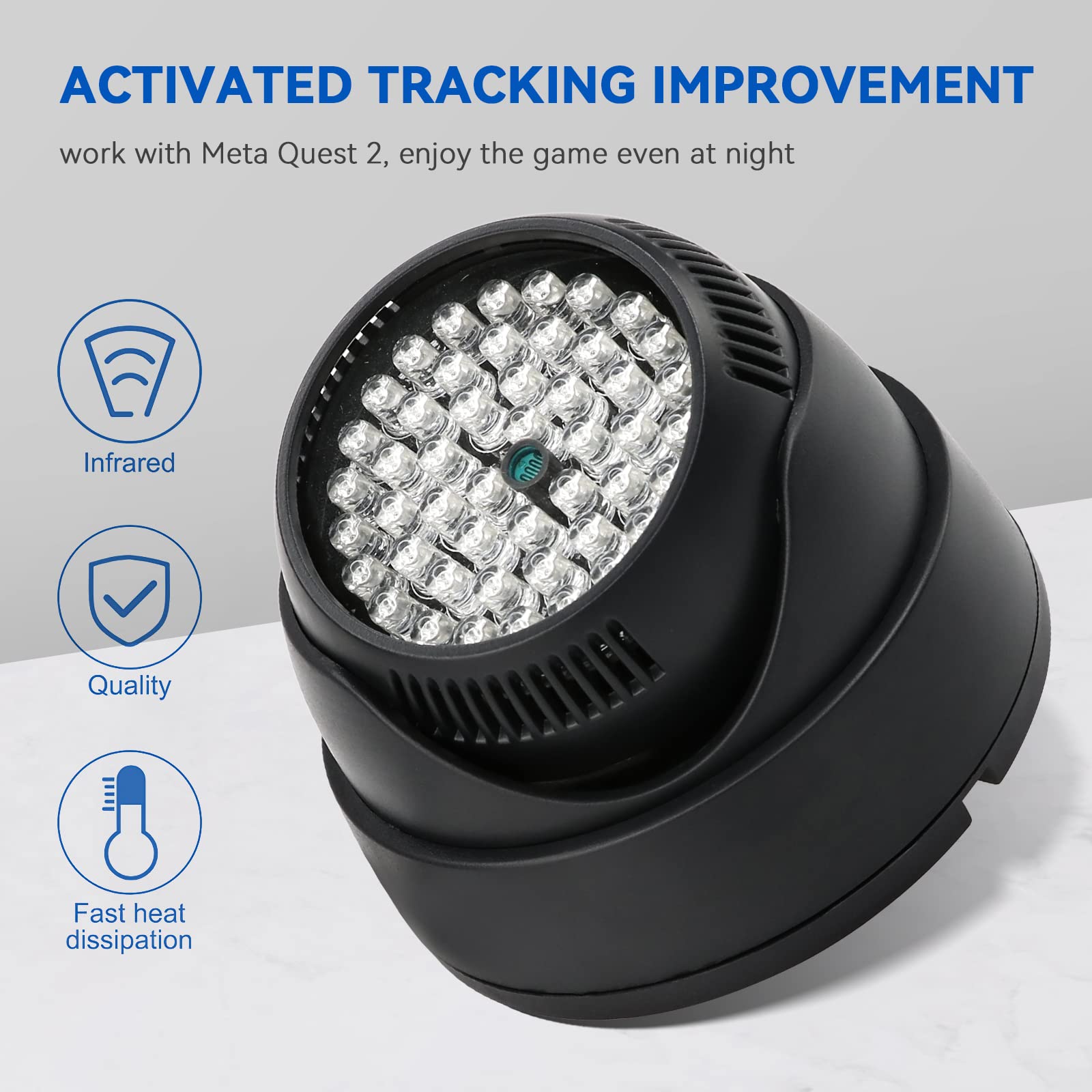 IR Illuminator Upgrade Infrared Light Work with Meta Oculus Quest 2 Enhance Sensor Track At Night VR Accessories Compatible with Occulace Quest2 1 Rift Improve Tracking Power Adapter Included