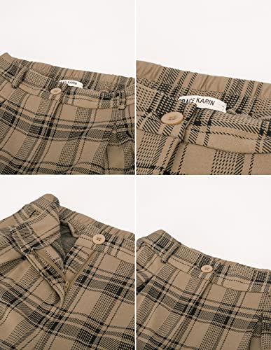 GRACE KARIN Casual Pants for Women Loose Fit Elastic Waist Work Office Slim Fit Pencil Pants Khaki 2XL
