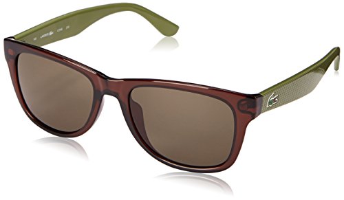 Lacoste L734s Rectangular Sunglasses, Brown/Green, 52 mm
