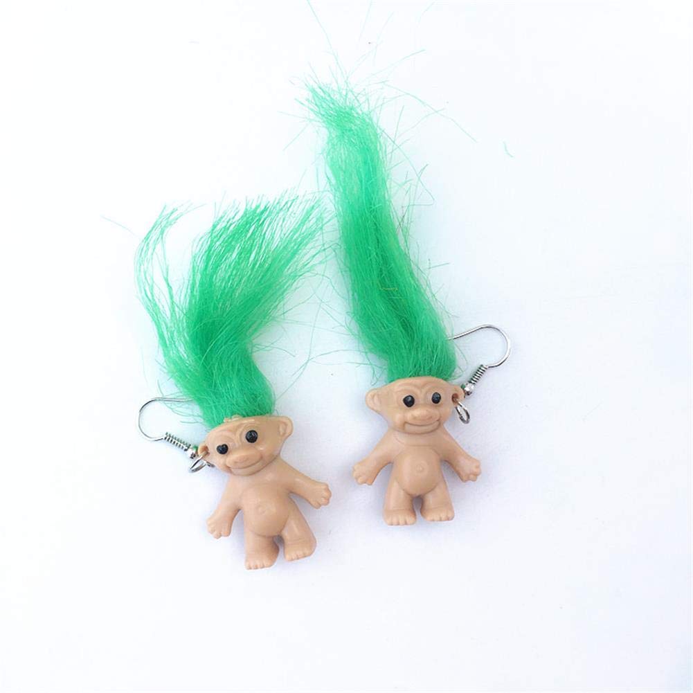 Handmade Ugly Doll Earrings Resin Cool Nostalgic Pendant Dangle Earring Funny Crazy Cartoons Drop Earrings for Women Punk Exaggerated Creative Jewelry(A)