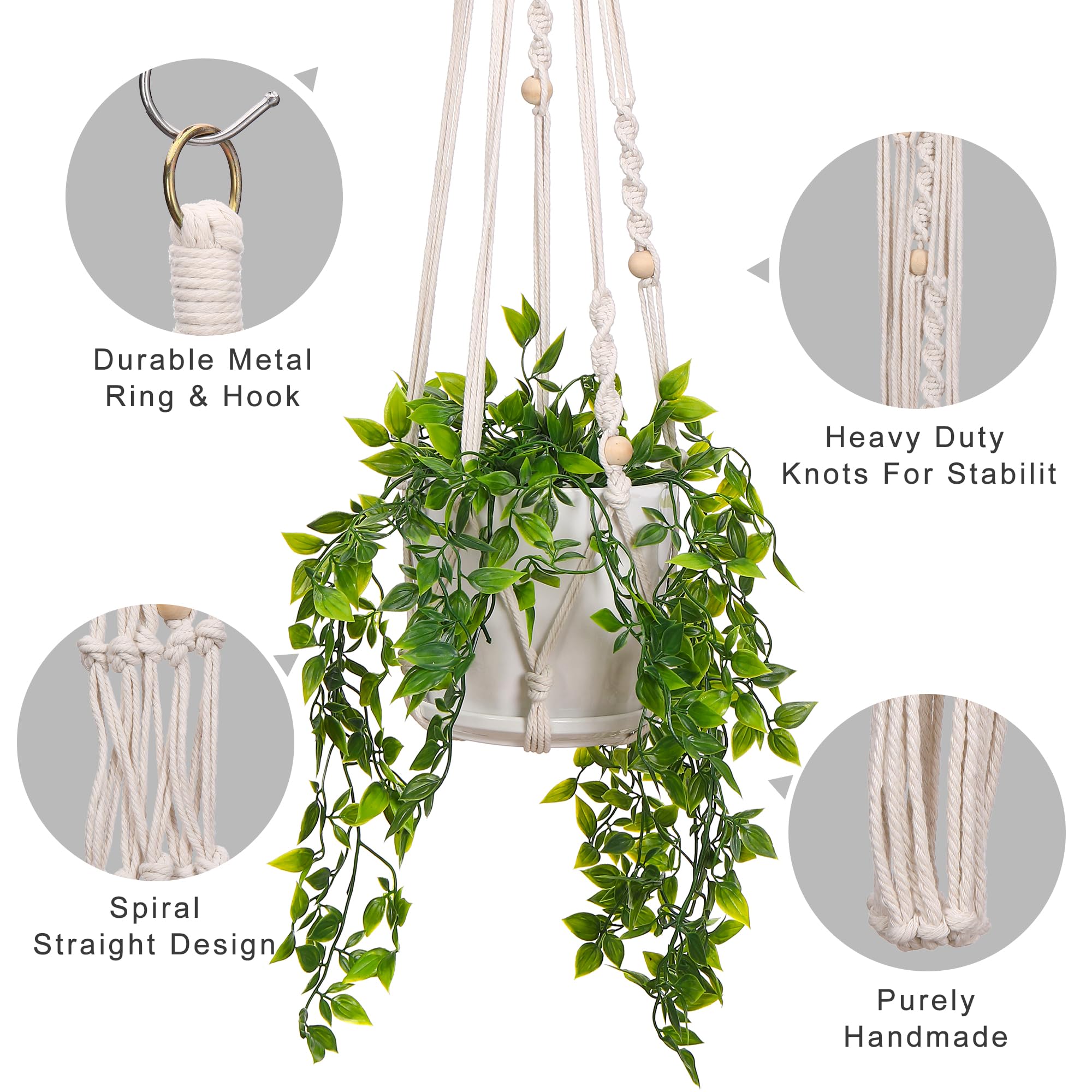 onepeng Macrame Plant Hanger,5 Arms Plant Hanger Indoor,Windchime Style Hanging Plant Holder,2 Pack Plant Hanger,Boho Home Decor Hanging Planters for Indoor Plants