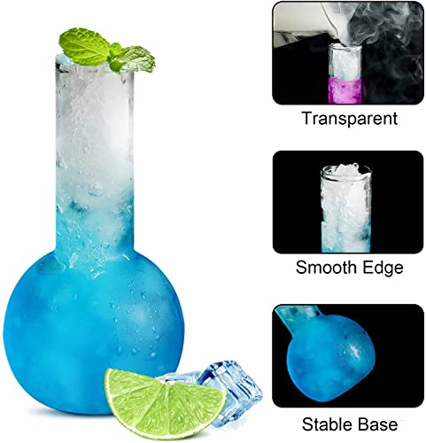 INFTYLE Creative Tube Cocktail Glass Set of 2-14oz Distilling Flask Clear Glass for Cocktail Martini Tequila Margarita for Party, Home Bar or Gift