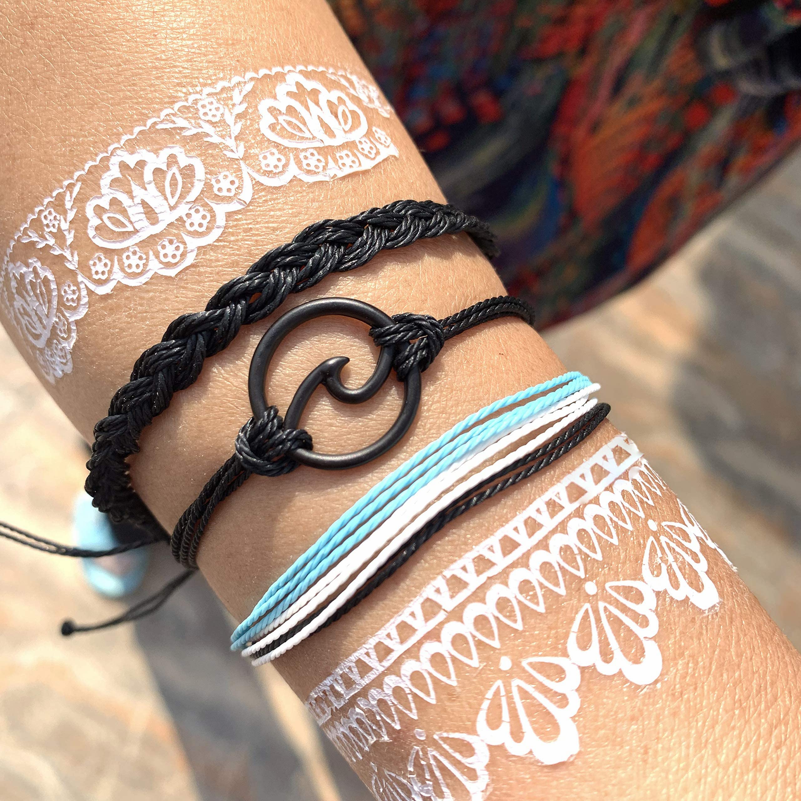 HUASAI Vsco String Bracelets for Teen Girls Women Waterproof Boho Rope Bracelets Wave Surfer Bracelets Summer Beach Anklets