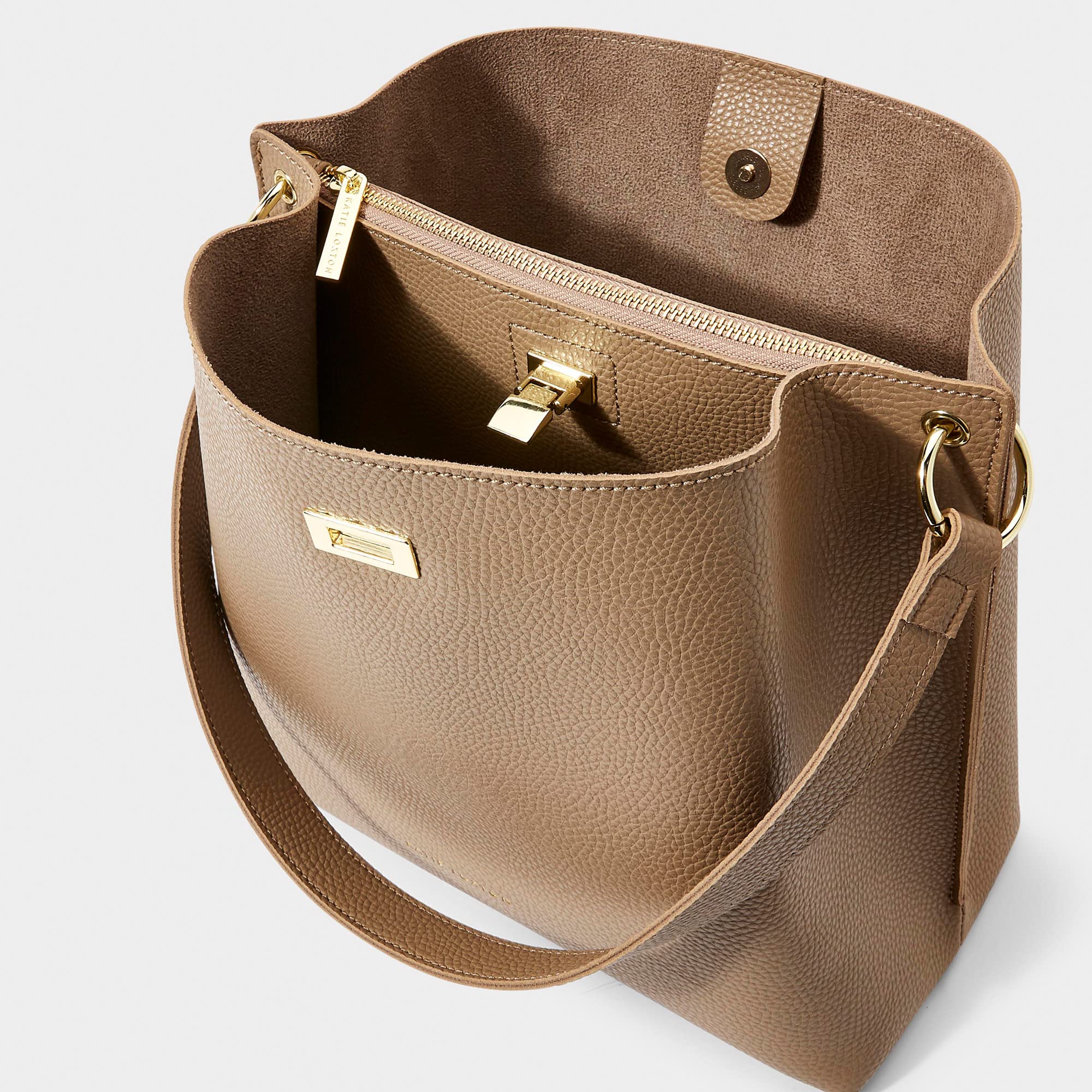 KATIE LOXTON Reese Womens Medium Vegan Leather Shoulder Handbag Purse (Taupe)
