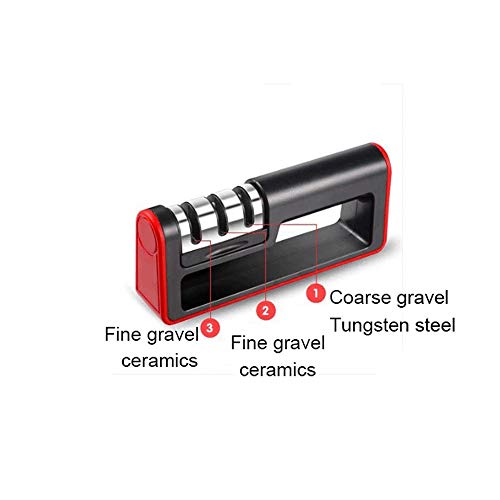 Hao-zhuokun Sharp Knife Sharpener - Professional 3 Stage Knife Sharpener Anti Slip,for Sharpening Kitchen Knives,Tungsten Steel,Diamond,Ceramics (Red)