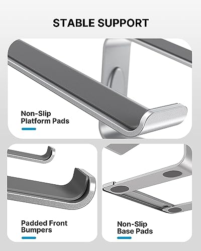 HUANUO Keyboard Tray Under Desk & Laptop Stand,Ergonomic Laptop Stand for Desk, Laptop Riser, Computer Stand Holder Compatible with 10-15.6 Inch Laptops, Silver