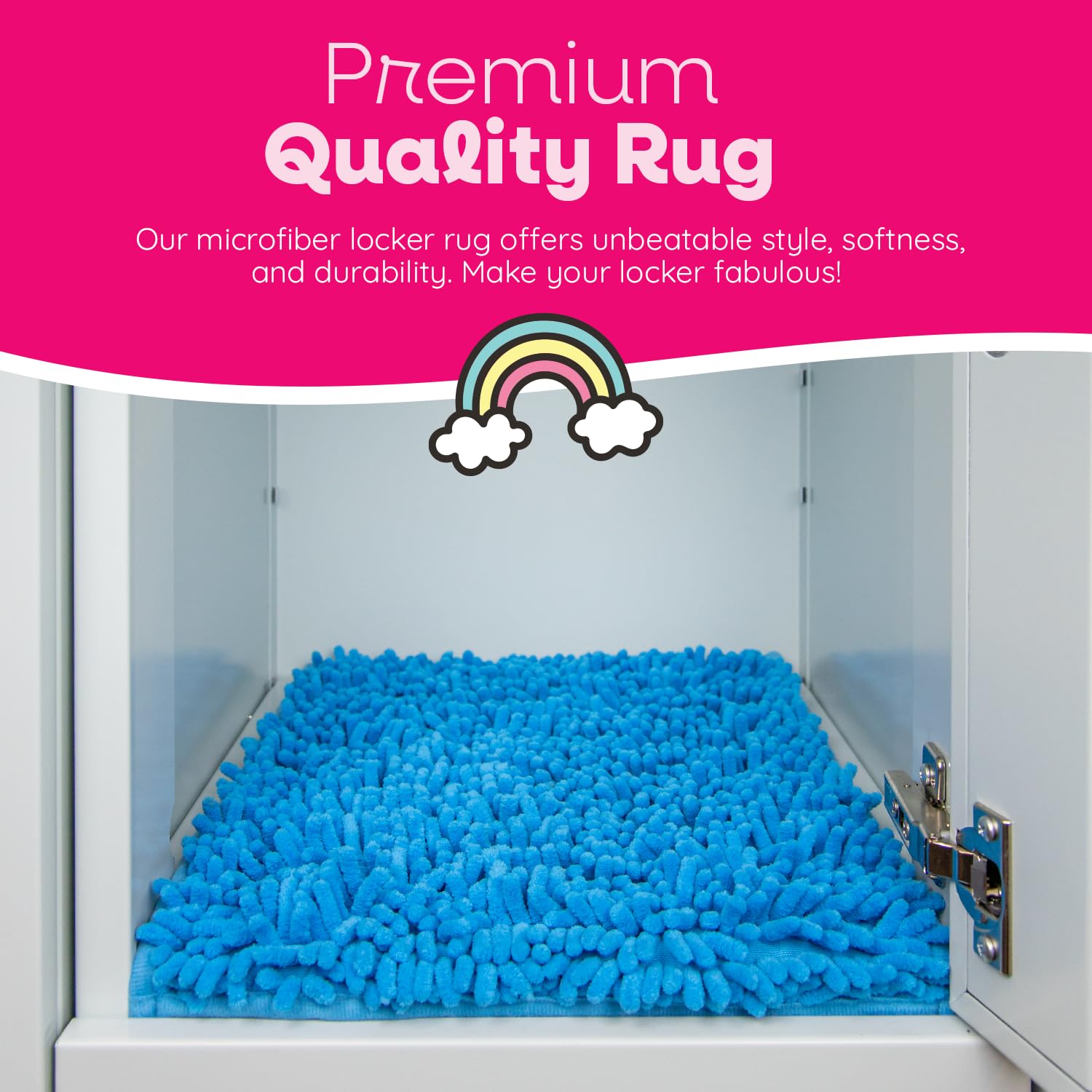 InstaLocker Locker Decorations Carpet - Locker Rugs for Girls - 100% Microfiber, Shaggy Style Locker Rugs - 11.5" x 17.5" Rectangle Locker Rug with Non Skid Backing - Top Locker Décor Accessories