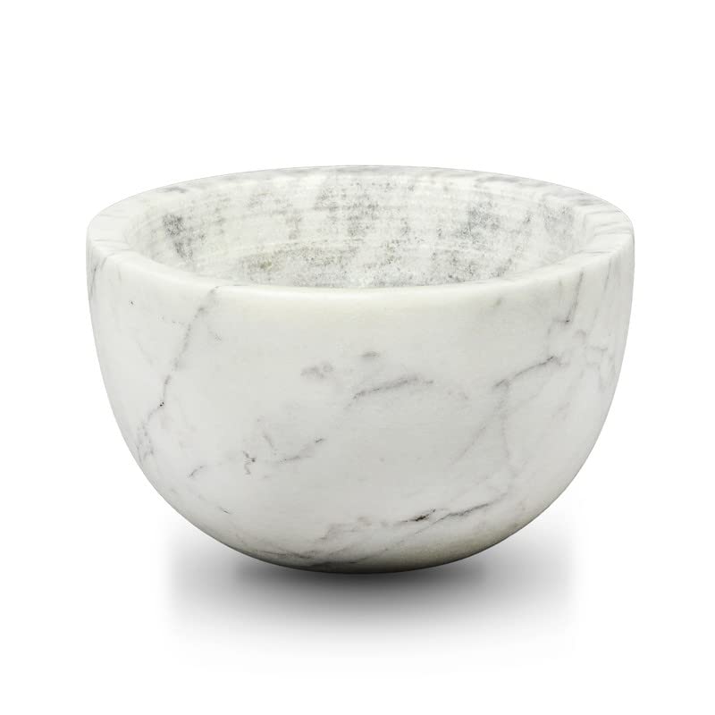Marbco Marble Shaving Bowl | Handcrafted Black Marble Later Bowl with Interior Grooves for Maximum Lather