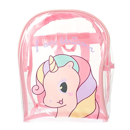 VALICLUD Unicorn Backpack See Through Backpack Unicorn Clear Bag Pink Clear Backpack Clear Mini Backpack Casual Daypacks Festival Bag for Girls