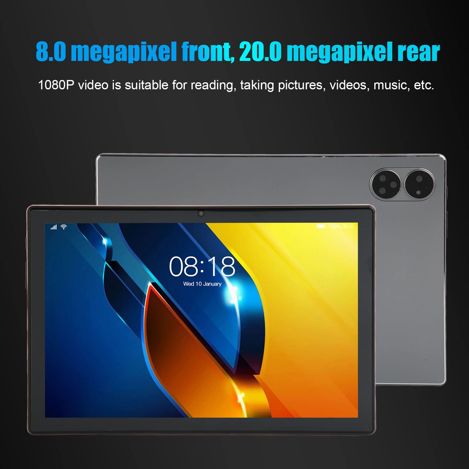 HEEPDD Kids Tablet, MT6755 8 Core 2.2Ghz 10in Tablet 100‑240V Silver Gray for Office (US Plug)