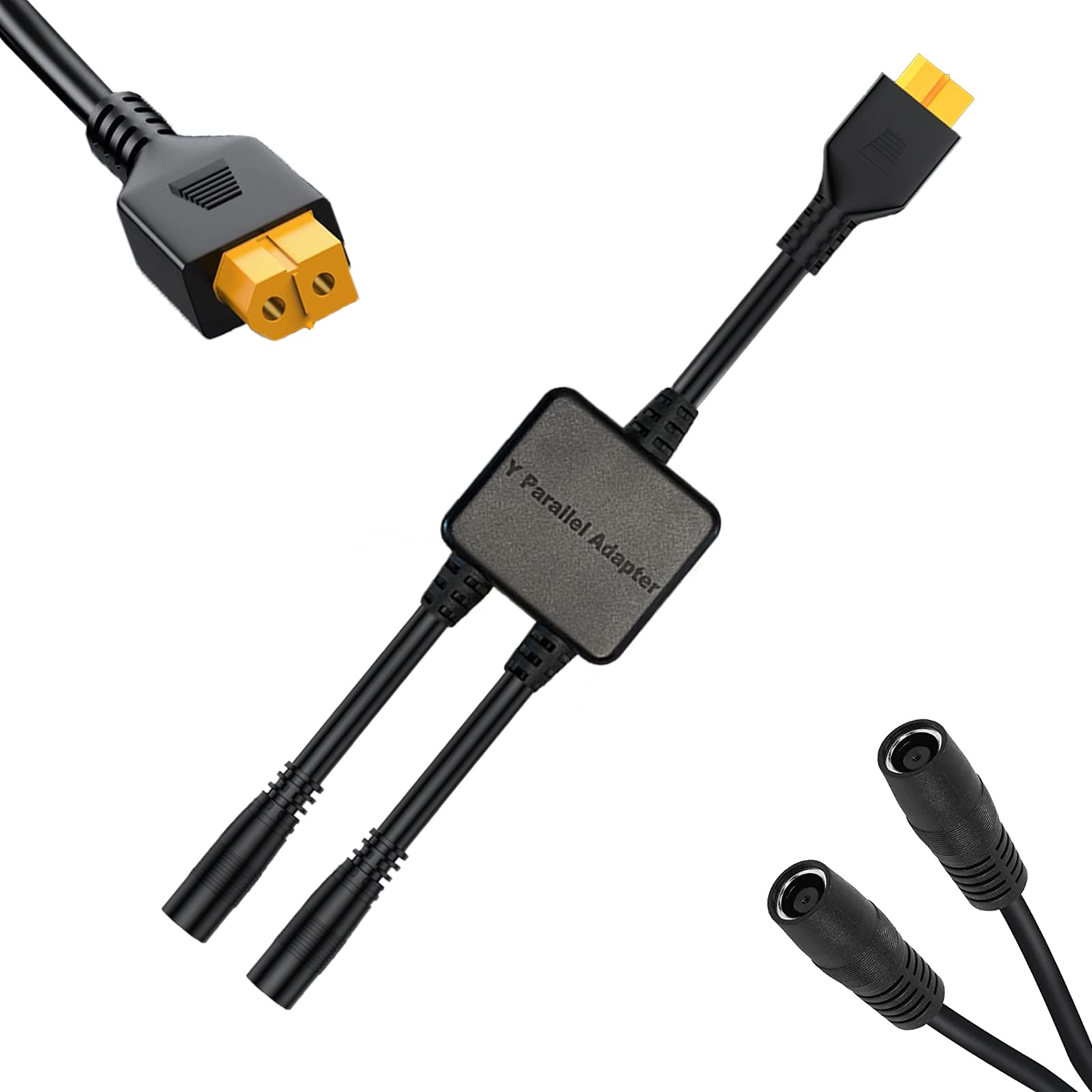 KarlKers DC 8mm to XT60 Connector, DC 8mm Y Parallel Adapter, XT60 Extension Cable with Reverse Current Protection, DC 8mm to XT60 Y Splitter for Lipo Battery Pack EFDELTA River Portable Power Station