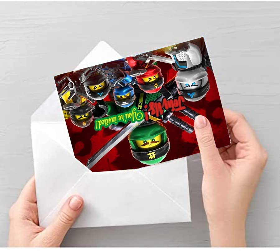 LOONYX 16Pcs Ninja Birthday Invitation Cards with Envelopes for Ninja Themed Party Supplies and Decorations