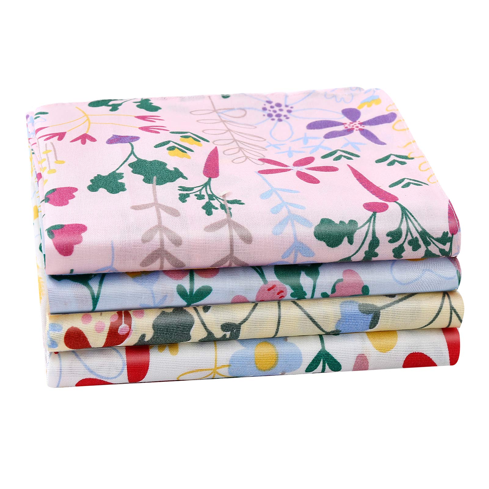 HOULIFE 4/8 PCS Women Cotton Floral Handkerchiefs 100% 60S Elegant Flower Print Hankies for Ladies Girls Wedding Party