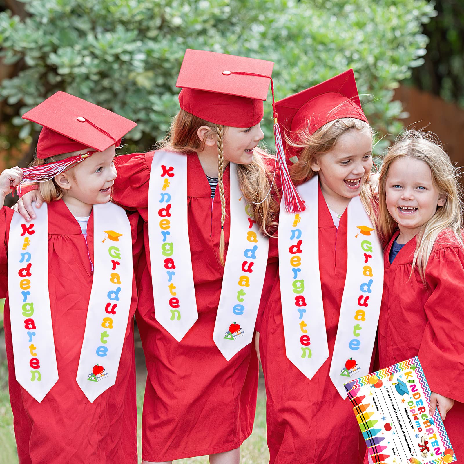 LEIFEOSH 2024 Kindergarten Graduation Stole Graduation Sash with Diploma Certificate for Kindergarten Graduate