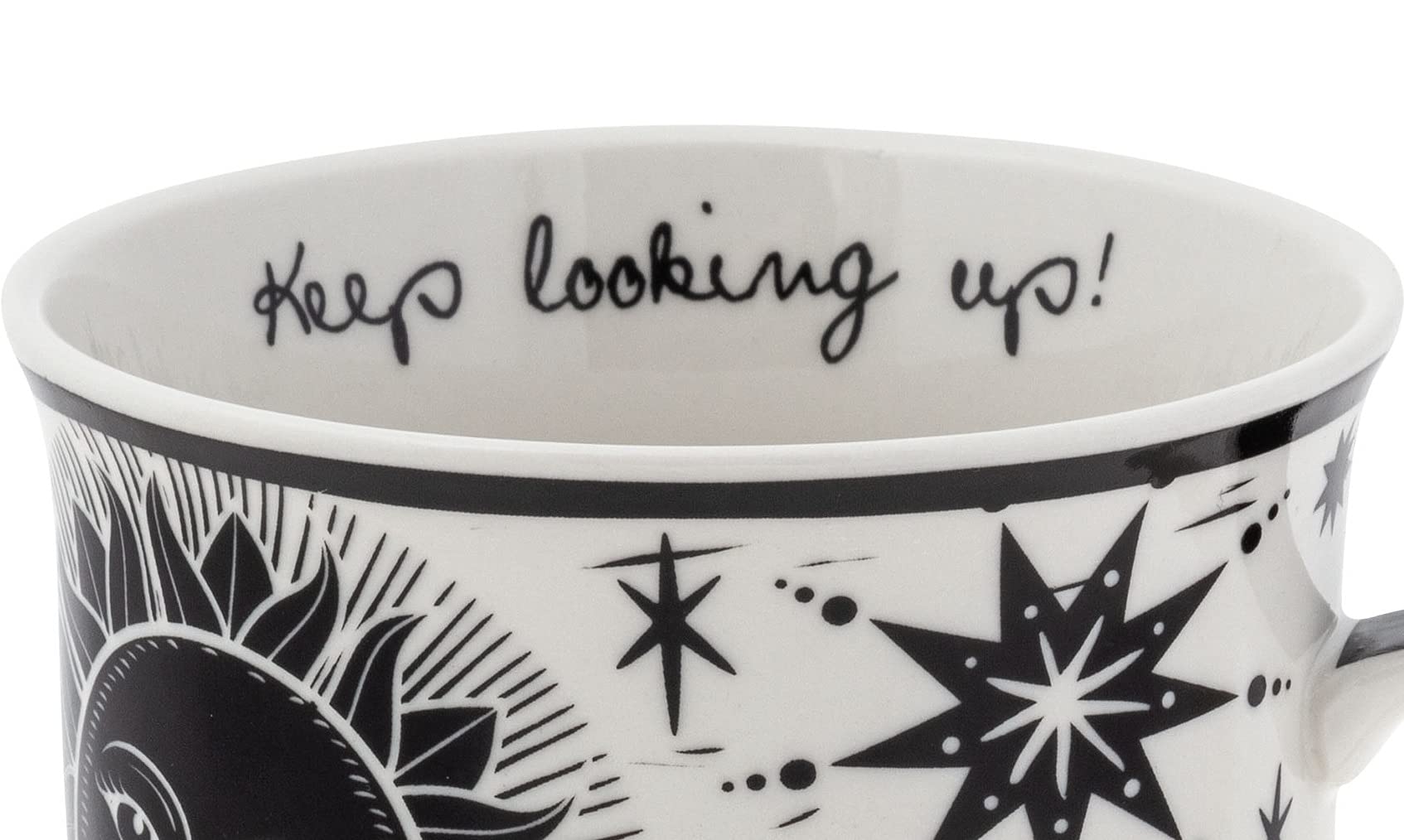 Karma Gifts 16 oz Black and White Boho Mug Celestial - Cute Coffee and Tea Mug - Ceramic Coffee Mugs for Women and Men