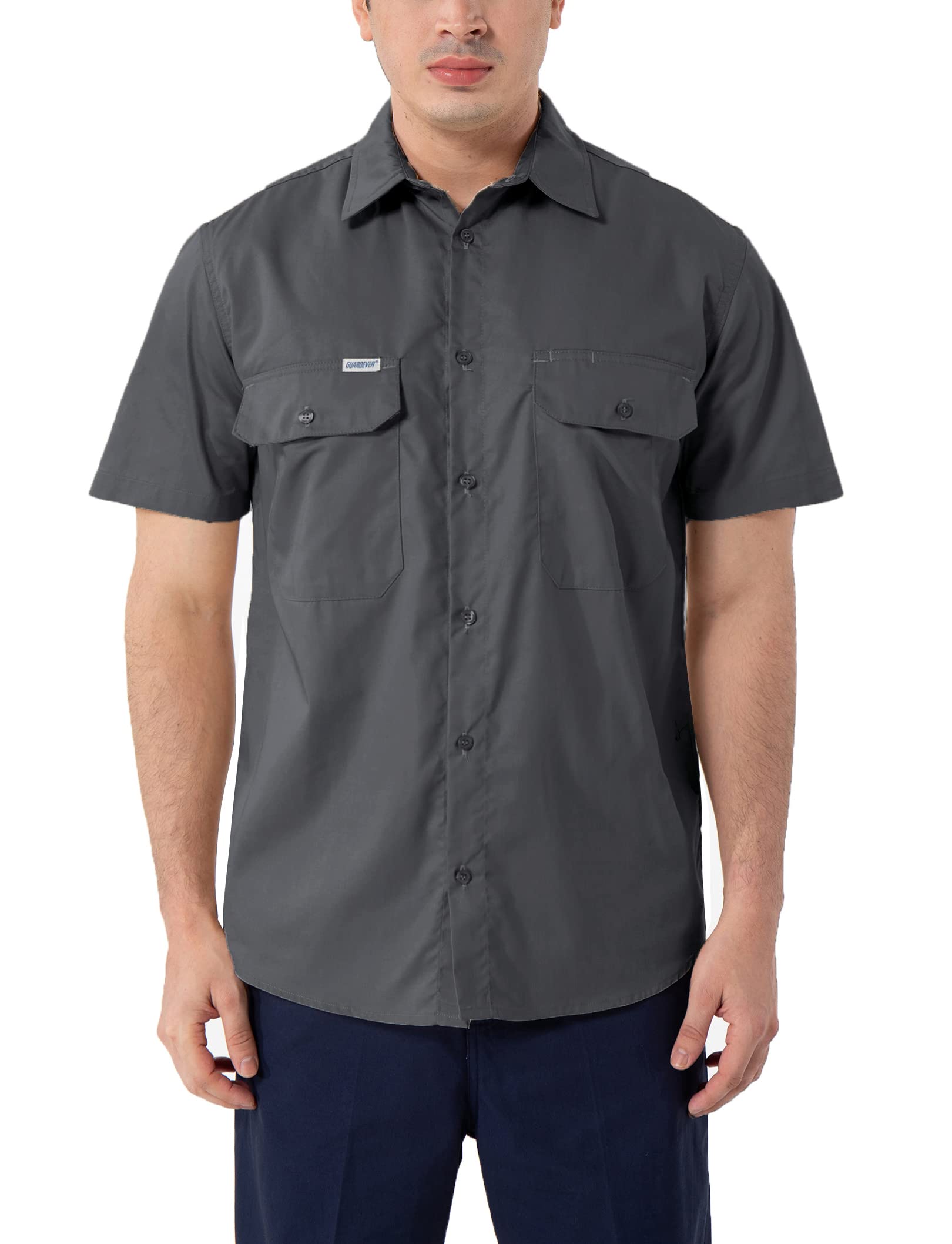 GUARDEVER JIADEWEI Men's Wrinkle-Resistant Short-Sleeve Khaki Work Shirts
