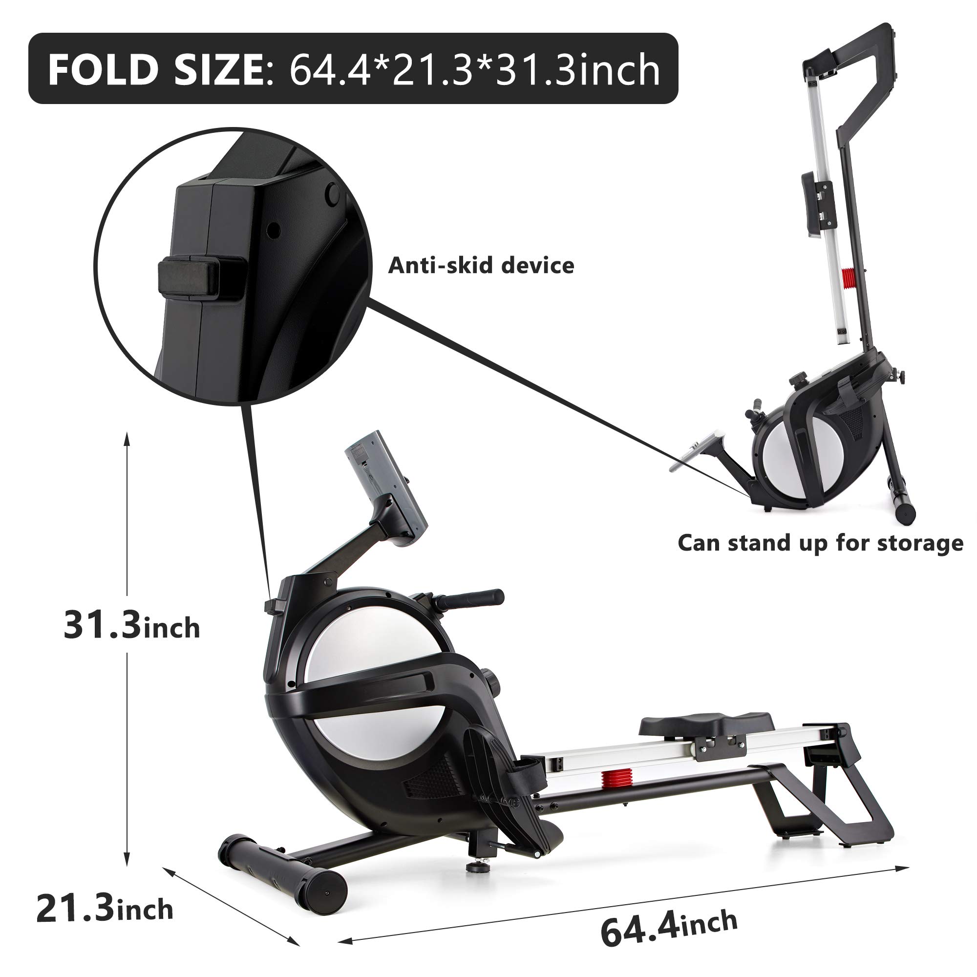 HouseFit Rowing Machines for Home use 300Lbs Weight Capacity Magnetic Resistance Row Machine Exercise with LCD Display and iPad Phone Mount