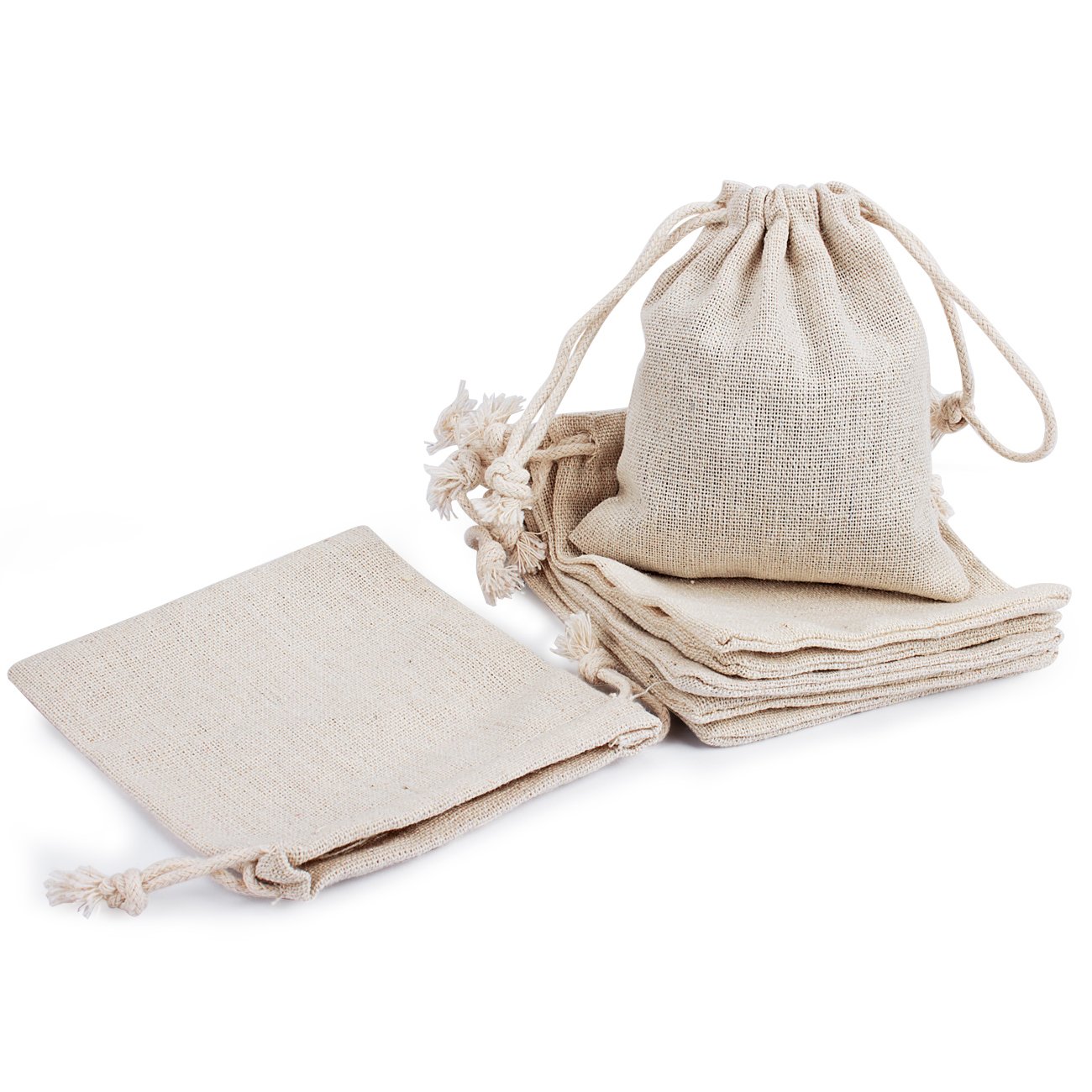 Hapdoo 24 Pack Cotton Muslin Bags with Drawstring Gift Bags Jewelry Pouches Sacks for Wedding Party and DIY Craft, 4 x 5 Inchesā¦