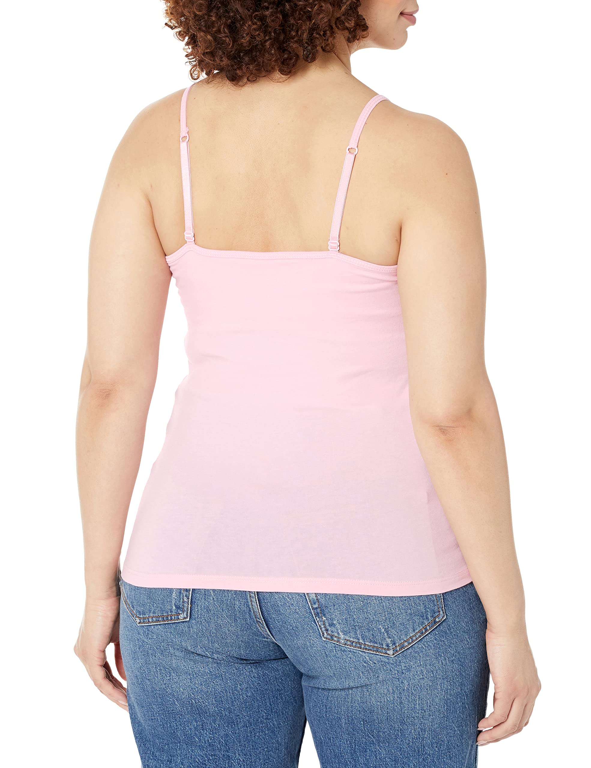 Hanes Women's Stretch Cotton Cami with Built-in Shelf Bra Paleo Pink
