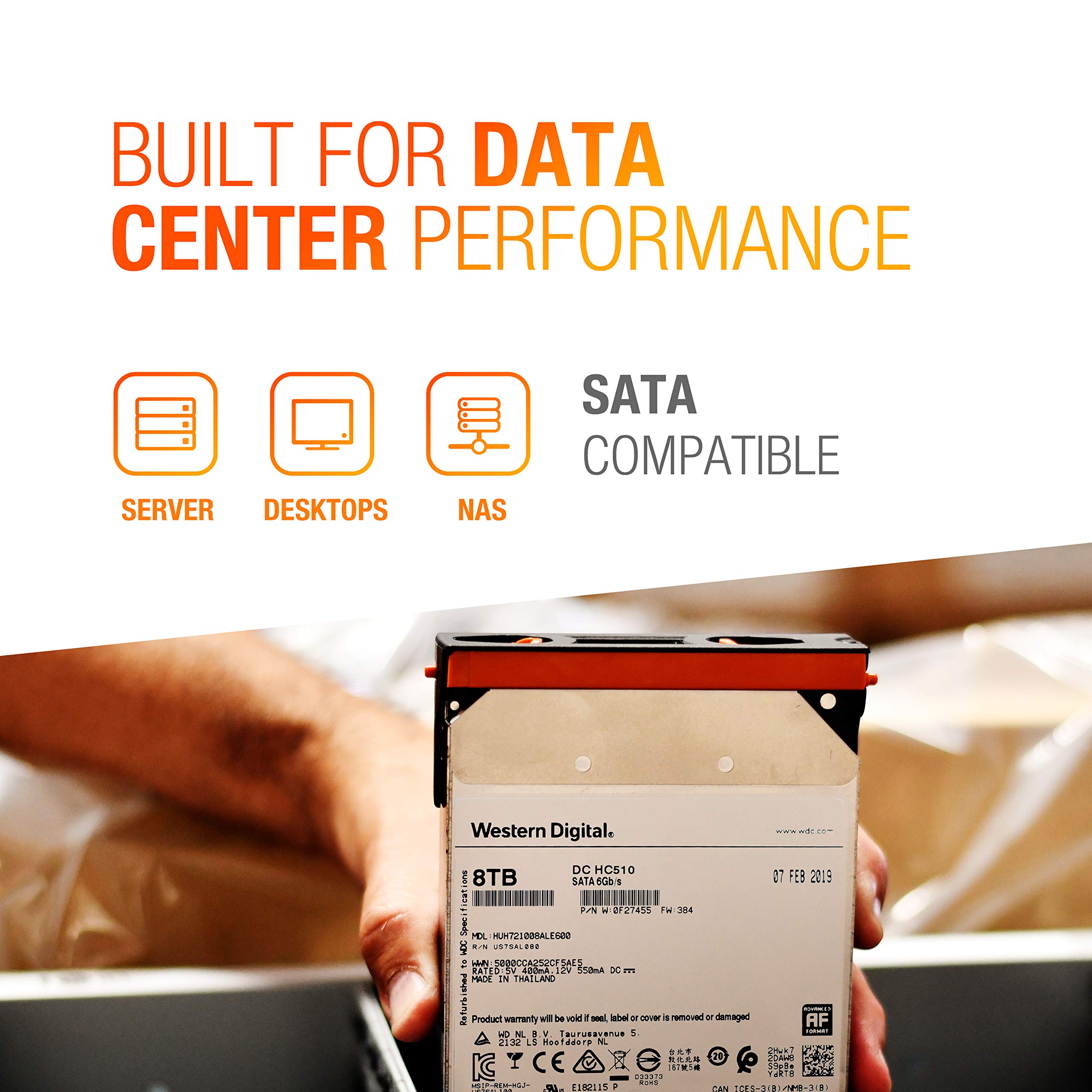 HGST Ultrastar He8 8TB 7200 RPM SATA 6Gb/s 3.5-Inch HDD | Power-Disable | Enterprise Hard Drive | HUH721008ALE600 (0F27455) (Renewed)