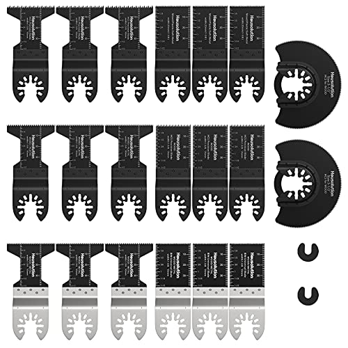 Housolution Metal/Wood Oscillating Tool Saw Blades, [20 PCS] Metal Universal Multitool Blades Kit, Quick Release Saw Blades Compatible for Dremel Porter Cable Fein Milwaukee Bosch, 7 Types of Blades