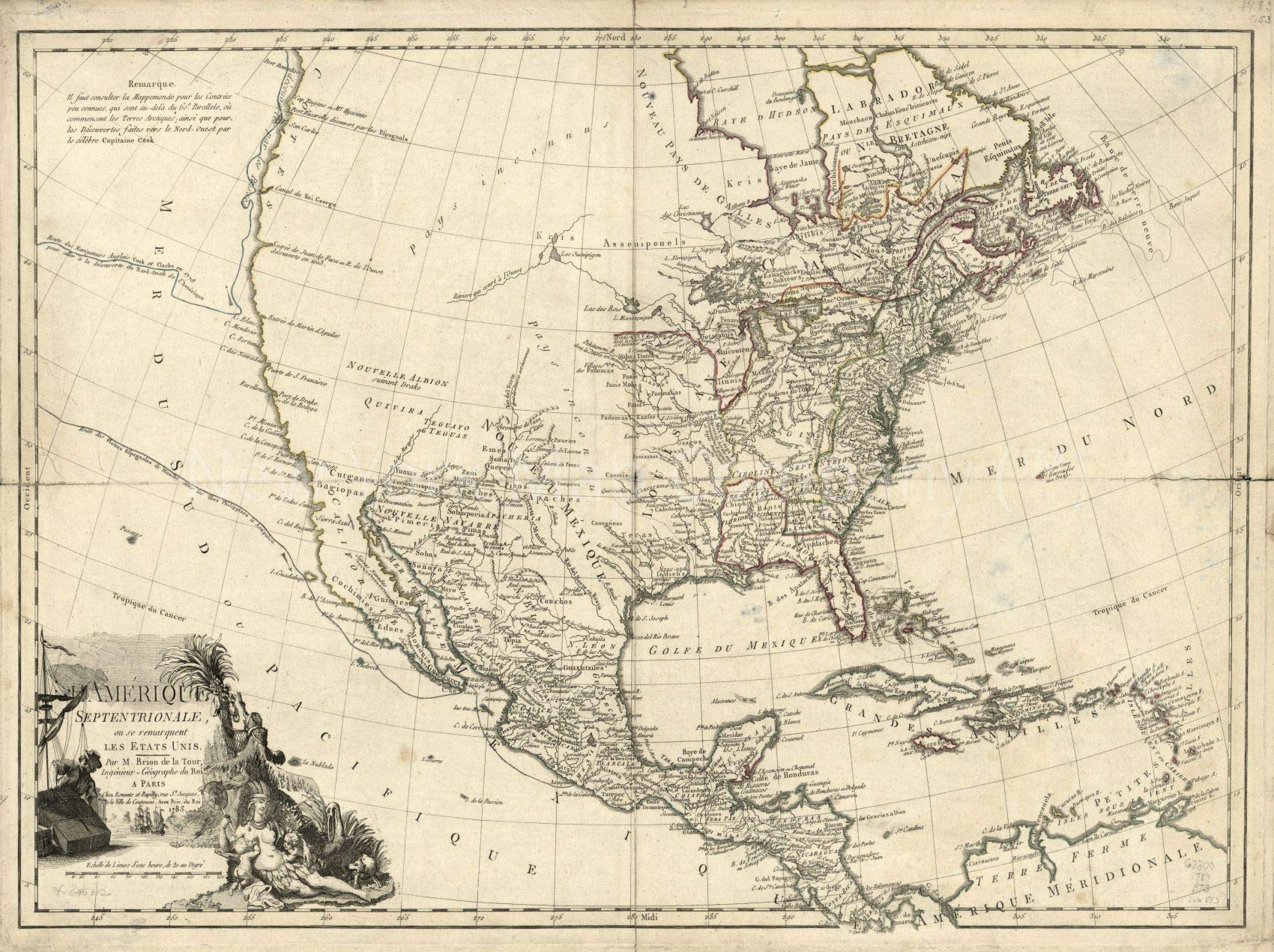 INFINITE PHOTOGRAPHS 1783 Map| North America| L'Amerique septentrionale, ou se remarquent les etats UNIS. M