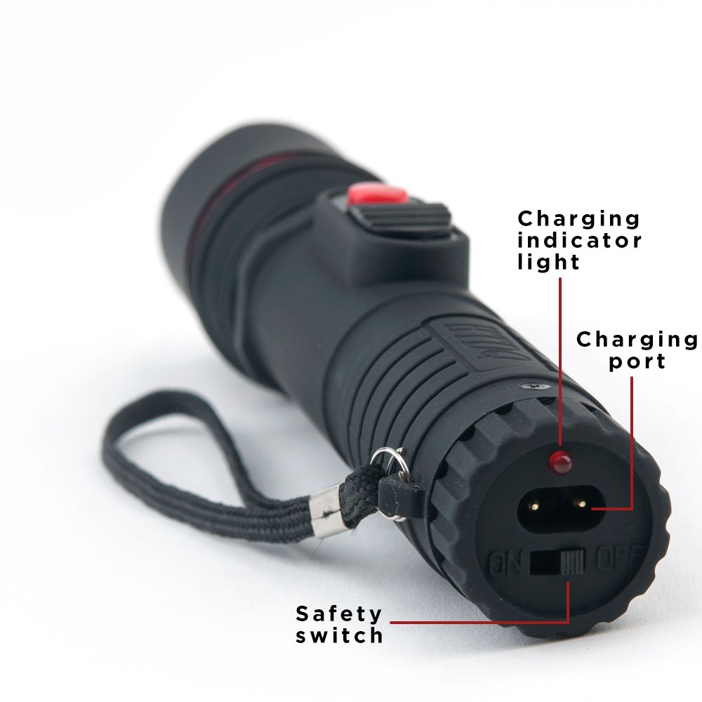 Guard Dog SG-GDI6000BK Inferno Dual Spark Stun Gun Flashlight, MAX Volts, Ultra Bright LED Bulb, Rechargeable