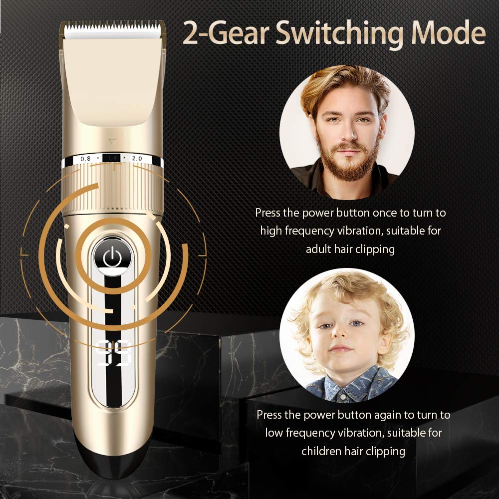 Hair Clippers for Men, DIOZO Professional Hair Trimmer Set Cordless Rechargeable Led Display Five Speed Adjustment Electric Hair Clippers with 6 Guide Combs