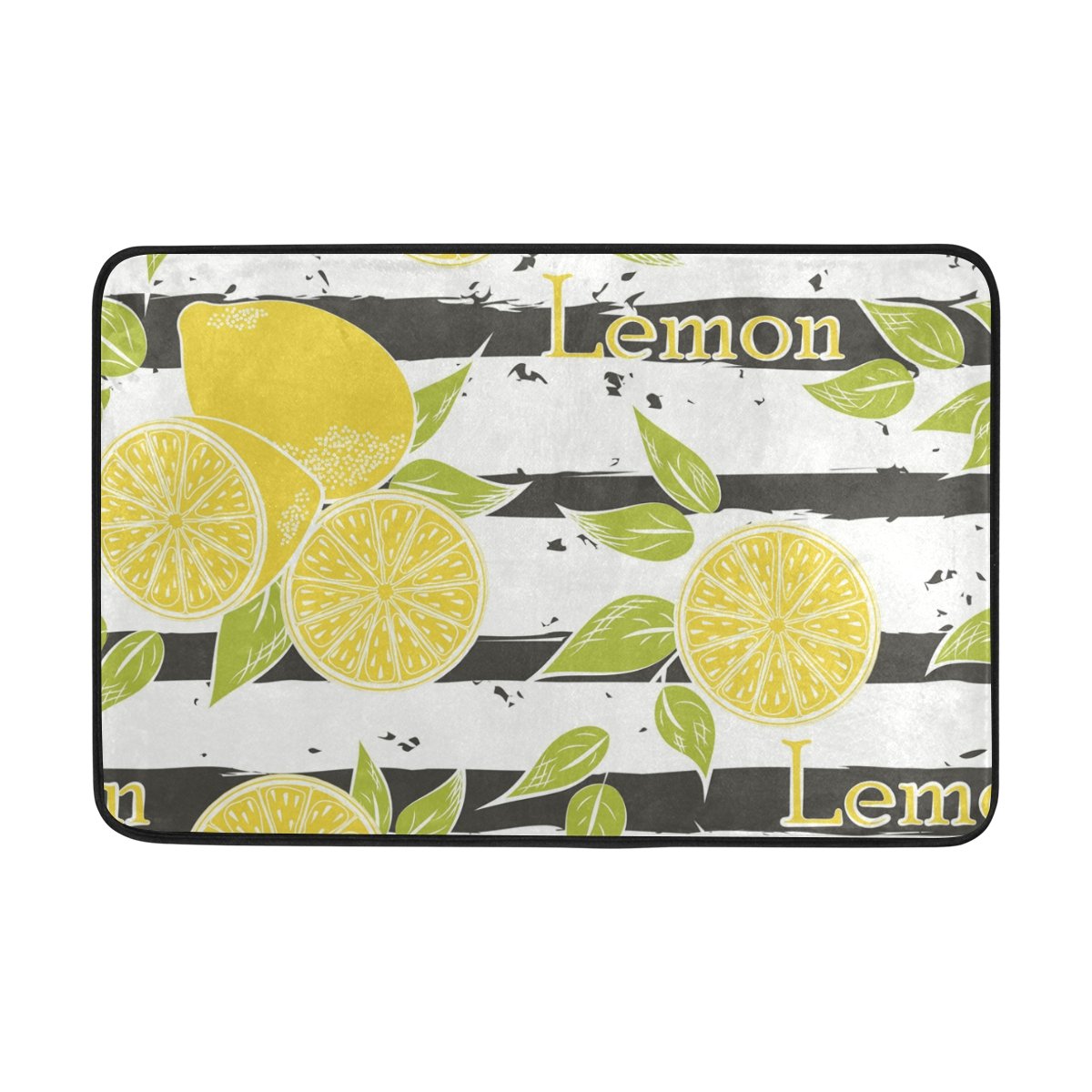 Leaf Lemon Fruit Pattern Doormat Entrance Mat Floor Mat Rug Soft Bathroom Mat Kitchen Carpet (2' x 1.5')
