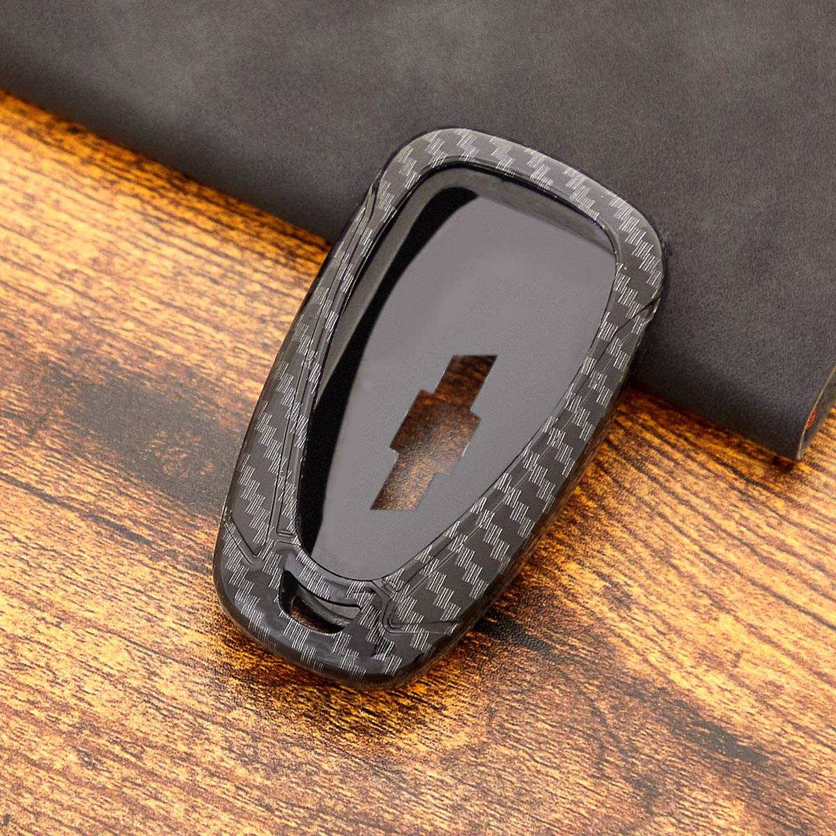 HelloAuto Key Fob Shell Case Protector Holder Compatible with Malibu Camaro Cruze Traverse Sonic Volt Bolt Equinox, Carbon Gloss Fiber Cover Case