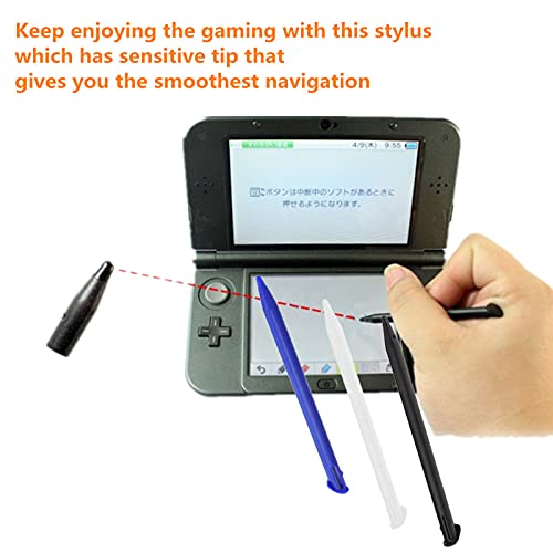 XHBTS 3 Pcs Plastic Replacement Touch Screen Stylus Pen, Compatible with Nintendo New 3DS XL, New 3DS LL (White)