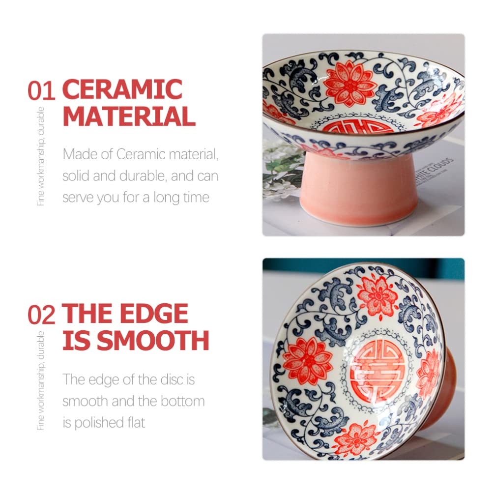 Kichvoe Footed Fruit Bowl Ceramic Fruit Bowl Footed Decorative Fruit Holder Dessert Display Stand Food Snack Storage Tray for Home Kitchen Counter Ceramic Fruit Plate