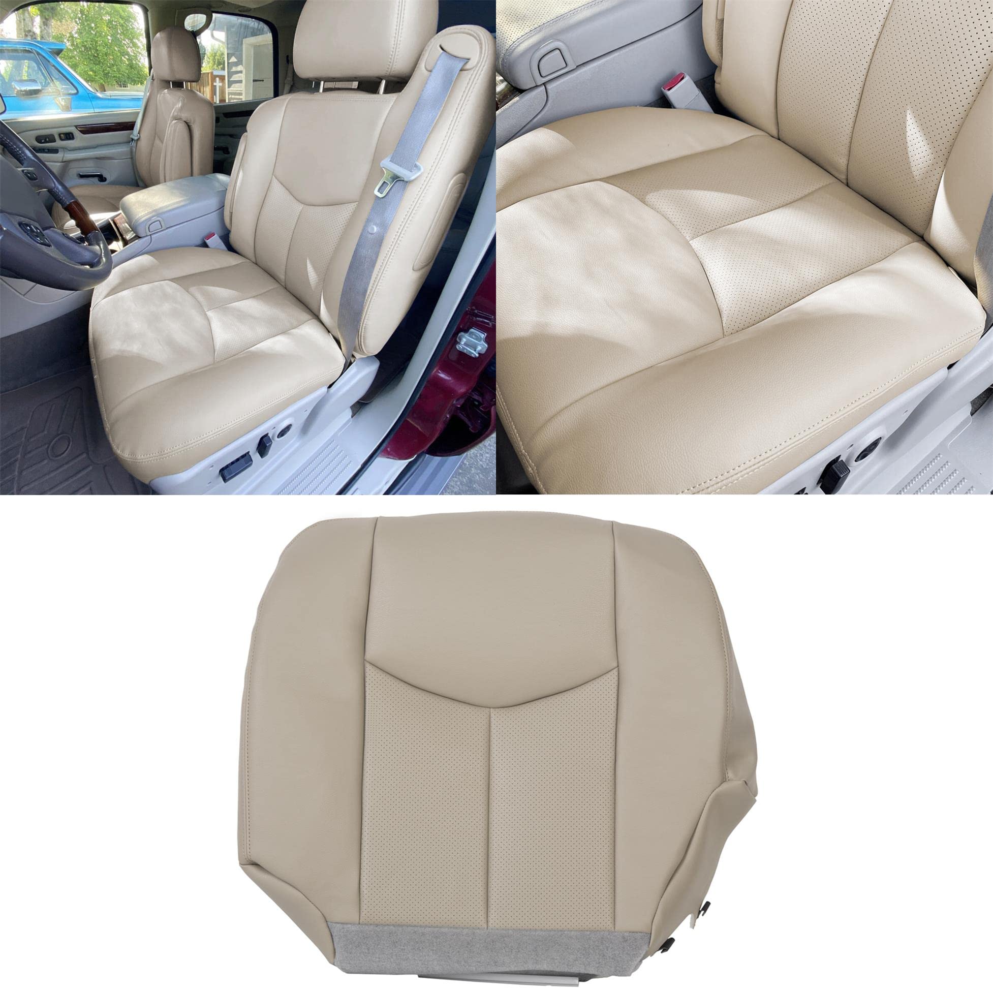 HECASA Drive Bottom Seat Cover Compatible with 2003-2007 Cadillac Escalade ESV EXT Silverado 1500 2500 3500 Avalanche Tahoe Yukon GMC Yukon XL 1500 2500 Replacement for 0306ESC152DRB 12510306SLNWPIT