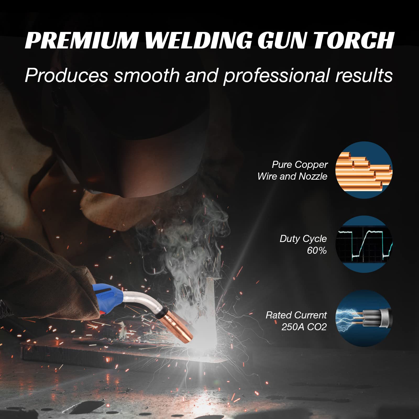 LFGUD MIG Welding Gun, 250Amp 15ft Welding Torch Stinger Mig Gun Replacement for Miller Welder M-25 169598, 0.035" - 0.045" Wire