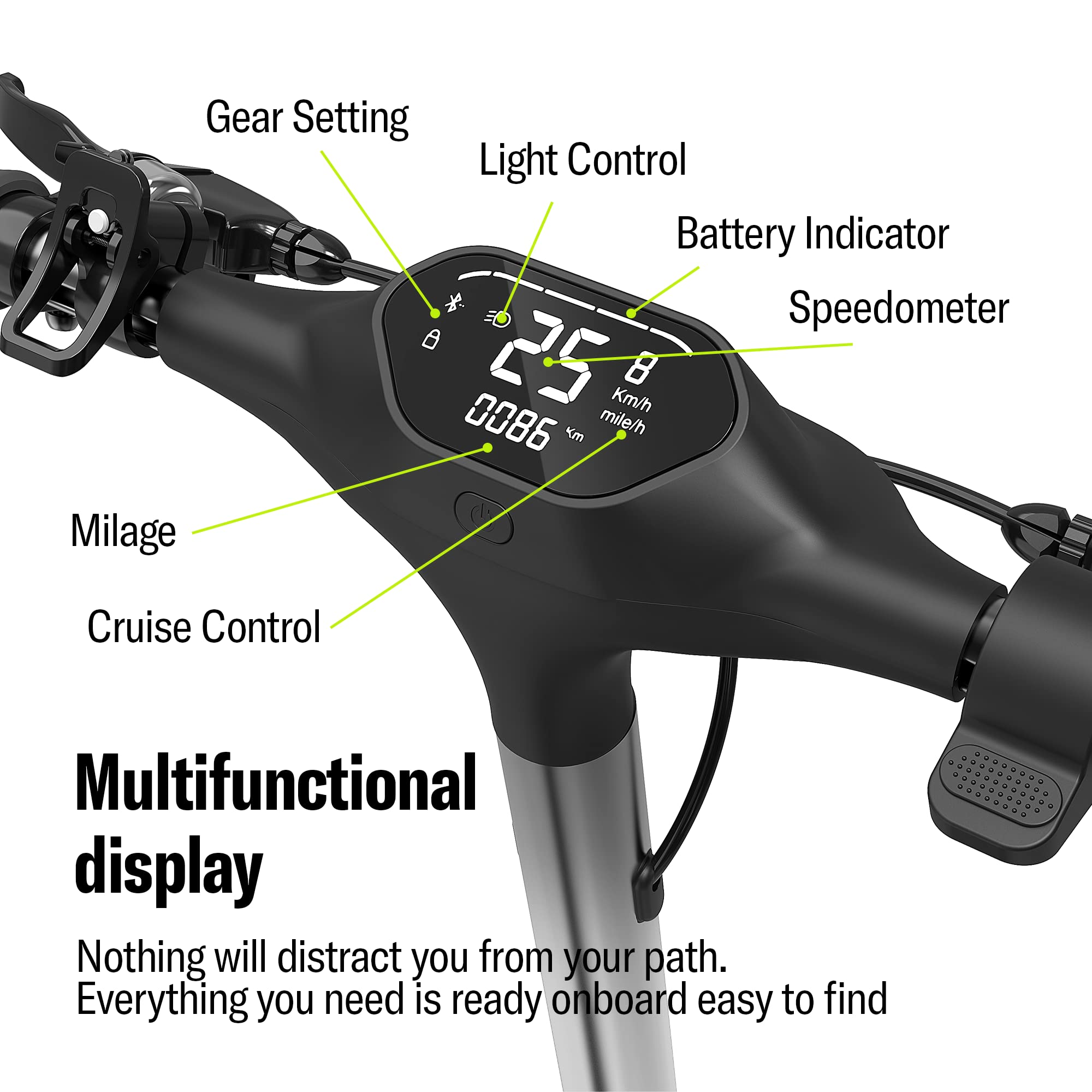 Lazy BOT X Electric Scooter 500W (850W Max) Motor, Best Battery up to 32 Mile Range, 25 MPH, Triple Pro-Disc Brakes, 10" Tires, Headlight, Front + Rear Suspension