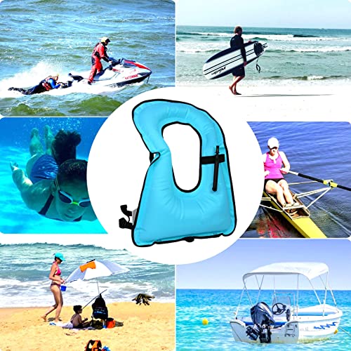 Inflatable Snorkel Vest for Adults, Adjustable Light Snorkeling Jackets Safety Vests for Diving, Snorkeling, Swimming, Surfing (Up to 200 lbs Loading)