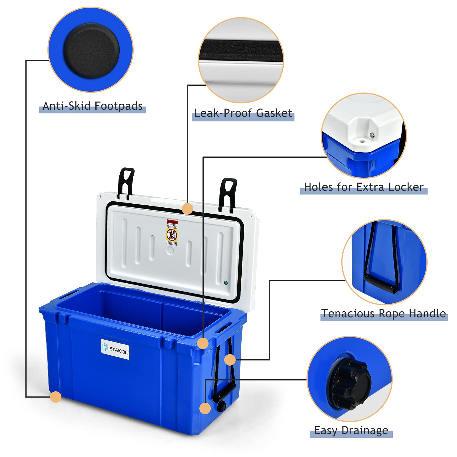 Goplus Camping Cooler, 26/58/79 Quart 4-Day Ice Retention, Portable Rotomolded Cooler, Large Hard Cooler Heavy Duty Ice Chest Ideal for Camping, BBQs, Tailgating & Outdoor Activities (26 Quart)