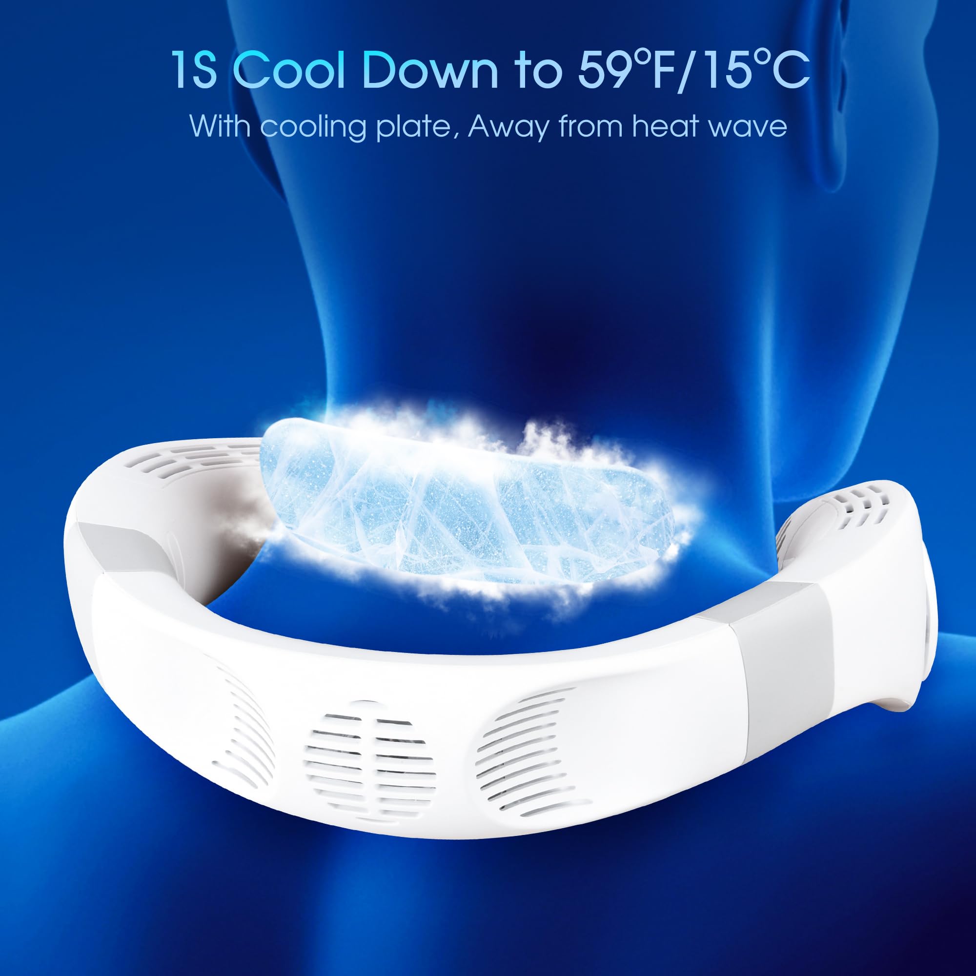 Jawhock Neck Fan with Cooling Plate|Neck Air Conditioner|4400mAh Rechargeable Battery Operated|Hands Free Fan for Kitchen Fitness Travel Camping Working|Fashinable Gifts
